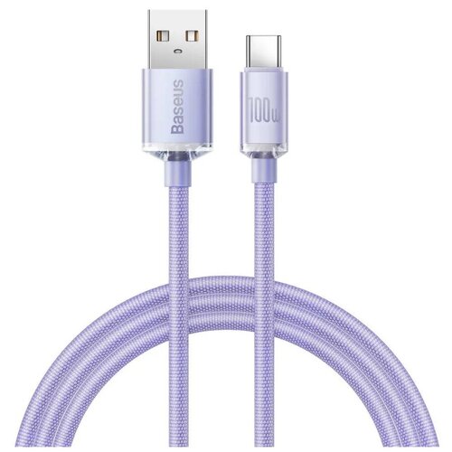 Кабель для передачи данных / быстрой зарядки / Baseus Crystal Shine Series Fast Charging Data Cable USB to Type-C 100W 2m Purple CAJY000505