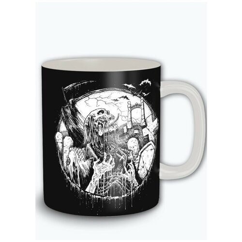 Кружка белая микс череп skull, готика, скелет - 4097
