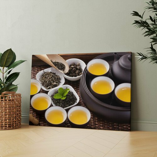 Картина на холсте (китайский чай пуэр улун tra oolong церемония) 20x30 см/для интерьера/в комнату/на стену/в подарок