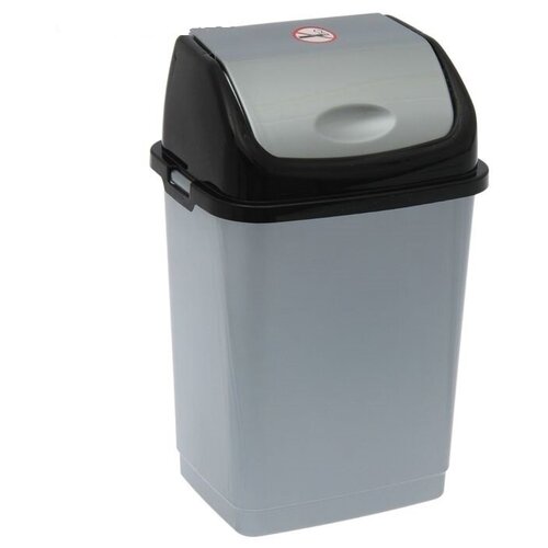 Контейнер для мусора "Камелия", 8 л, цвет серебристый перламутр/чёрный (1 шт.)