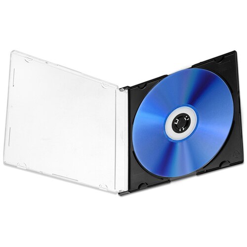 Коробка CD Box Slim Black 5mm для 1 диска (черный низ), упаковка 5 шт.