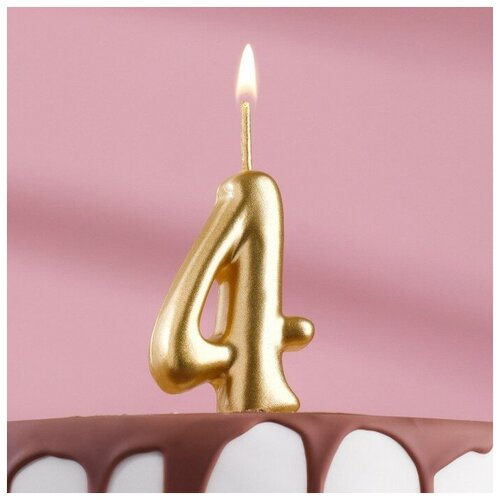 Свеча для торта цифра "Золотая", 5,5 см, цифра "4"