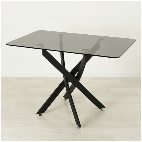 Стеклянный стол для кухни Рим 10 серый/черный (1200х800 мм)