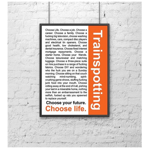 Постер для интерьера на стену (30х40 см). Кино На Игле. Choose Life (Trainspotting)