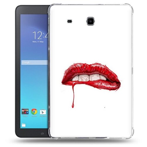 Чехол задняя-панель-накладка-бампер MyPads яркие красные губы для Samsung Galaxy Tab E 9.6 SM-T560N/T561N/T565N противоударный