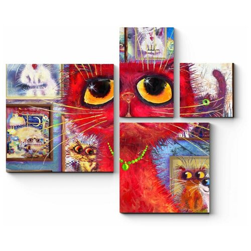 Модульная картина Красный кот гуляет по галерее 162x135