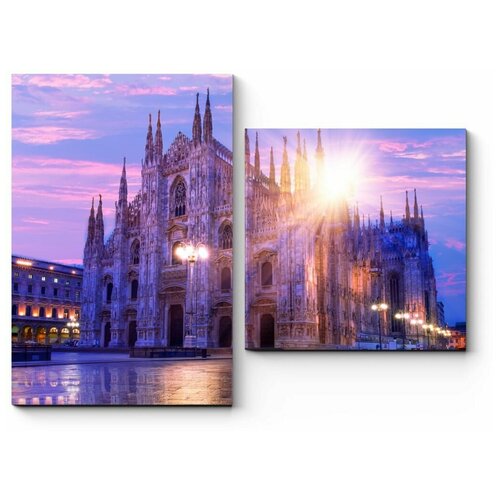 Модульная картина Миланский собор в лучах закатного солнца 140x105