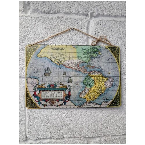 Старинная карта мира, постер на стену, 30 на 20 см, шнур-подвес в подарок