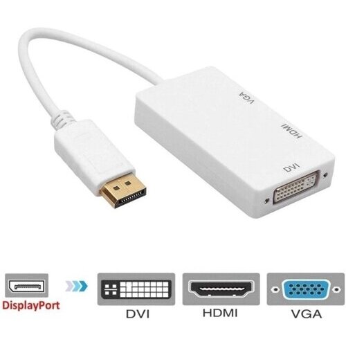 Видео адаптер Orient C309W DisplayPort на DVI-HDMI-VGA кабель 0.2 метра, белый