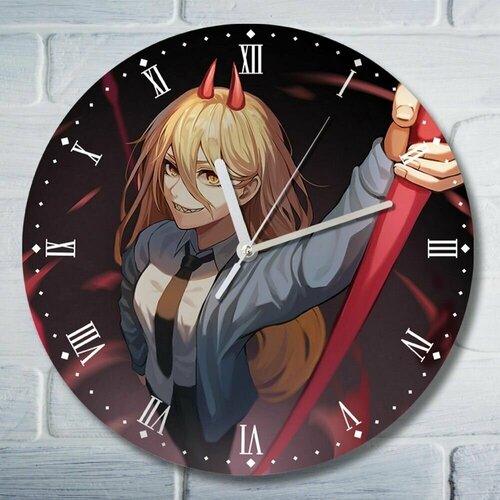 Настенные часы, деревянные, бесшумные, УФ печать аниме человек бензопила - 7059