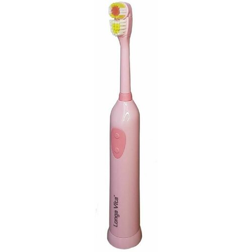 Электрическая зубная щетка Longa Vita для взрослых, ротационная + сменная насадка, розовая
