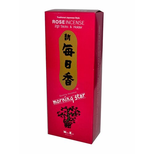 Японские благовония Роза (Rose, серия Morning Star) палочки ароматические, 200 шт. + подставка