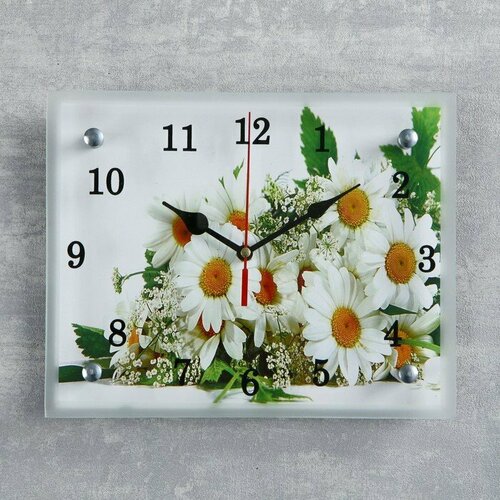 Часы-картина настенные, серия: Цветы, "Ромашки", 20х25 см (комплект из 3 шт)