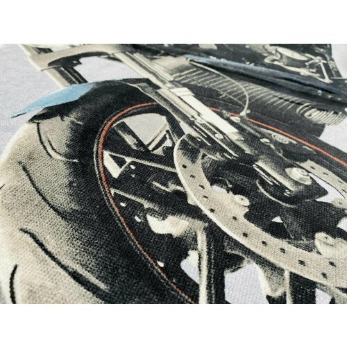 Полотенце пляжное для мужчины махрово-велюровое Мотоцикл 70х140 см