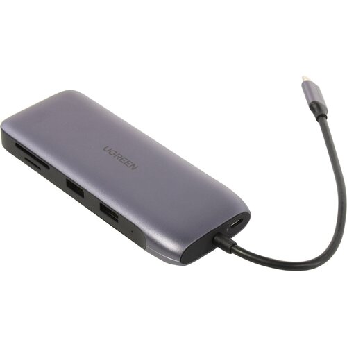 UGREEN. USB концентратор 9 в 1 (хаб), 2 х USB 3.0, HDMI, VGA, DP, RJ45, SD/TF, PD (70301)