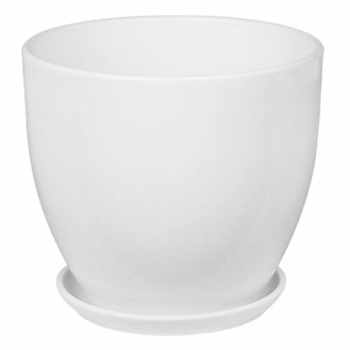 Горшок для цветов керамический "Колор Гейм-3" 1,4л, д15см, h13см, форма "Высокий овал", с поддоном, белый