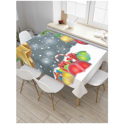 Скатерть прямоугольная JoyArty на кухонный стол "Шары в снегу" из оксфорда, 120x145 см