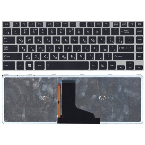 Клавиатура для ноутбука Toshiba M40T черная с серой рамкой и подсветкой