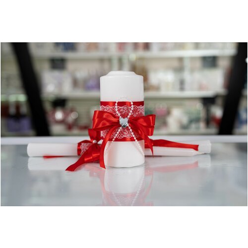 Свадебные свечи "Домашний очаг", в красном цвете - "Сердечко" / Свечи на свадьбу "Семейный очаг"