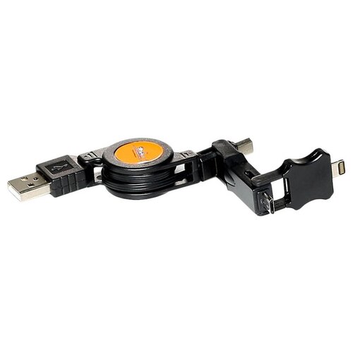 Кабель AIRLINE USB 2.0(m) - miniUSB(m)/microUSB(m)/Lightning(m) (ACH-R-07), 0.8 м, черный