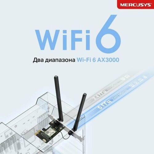 Сетевой адаптер Wi-Fi + Bluetooth MERCUSYS MA80XE PCI Express