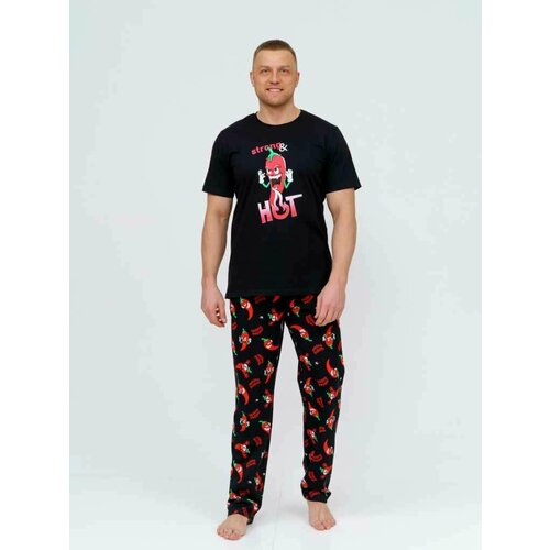 Пижама  ИСА-Текс, размер 52, черный, красный