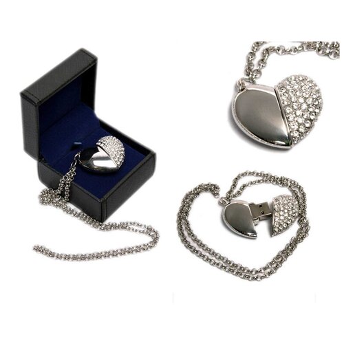 Подарочный набор флешка Сердце (4 Гб / GB USB 2.0 Серебро/Silver HEART_N8 Лучший оригинальный подарок любимой девушке на 8 марта в Москве)
