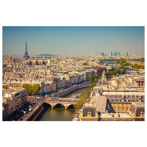Постер на холсте Панорама Парижа (Panorama of Paris) 45см. x 30см.