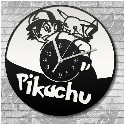 Настенные часы деревянные бесшумные аниме покемоны пикачу - 451
