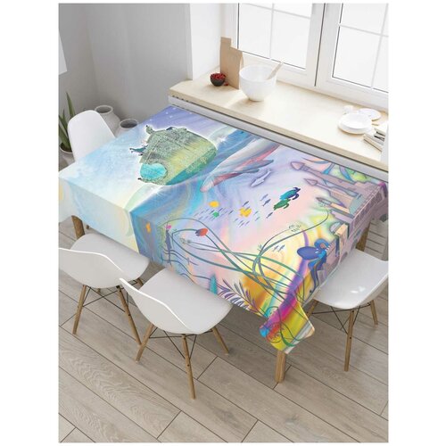 Скатерть прямоугольная JoyArty на кухонный стол "Королевство в море" из оксфорда, 120x145 см