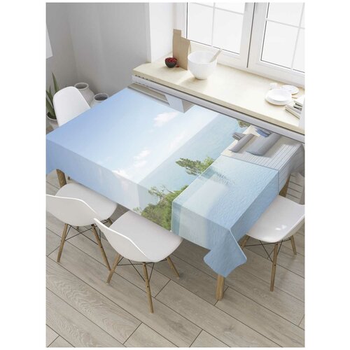 Скатерть прямоугольная JoyArty на кухонный стол "Терраса с бассейном" из оксфорда, 180x145 см