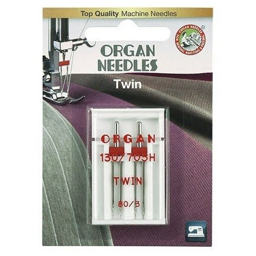 Игла/иглы Organ Twin 80/3, серебристый , 2 шт.