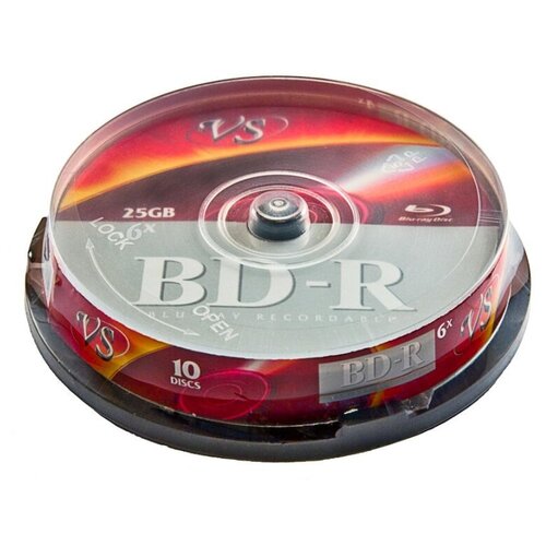 Носители информации Blu-ray BD-R, 6x, VS, Cake/10, VSBDR4CB1002