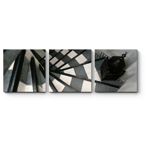 Модульная картина Черно-белая лестница60x20