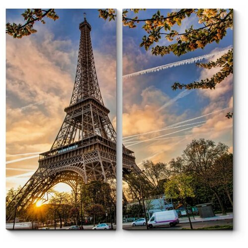 Модульная картина Цветущий Париж 100x100