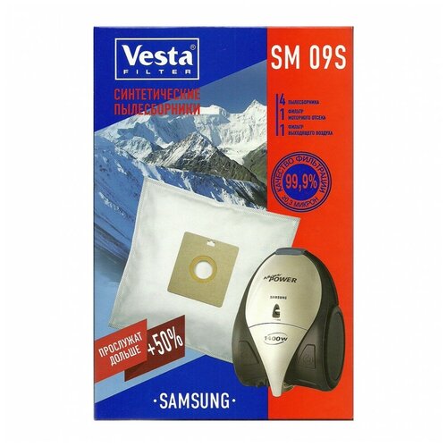 Vesta filter Синтетические пылесборники SM 09S, белый, 4 шт.