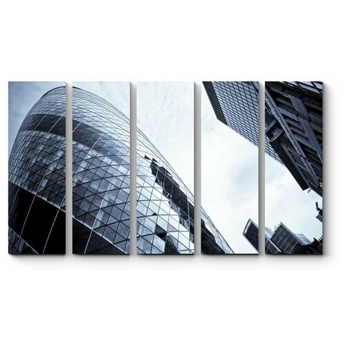 Модульная картина Серое небо Лондона в зеркале небоскреба 90x54