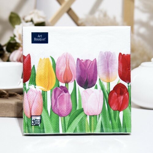 Салфетки бумажные Art Bouquet Море тюльпанов, 3 слоя,33x33, 20 листов 1 шт