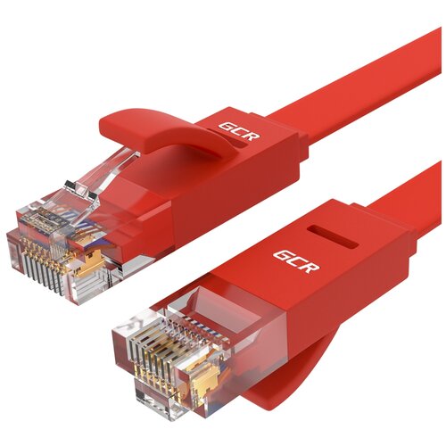  Патч-корд PROF плоский прямой 15.0m, UTP медь кат.6, красный, 30 AWG, ethernet high speed 10 Гбит/с, RJ45, T568B