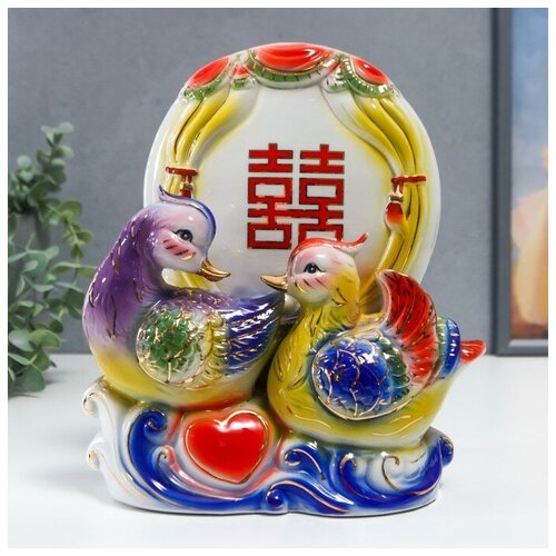 Нэцке керамика "Уточки-мандаринки с сердцем" 22х23х11см 6912118