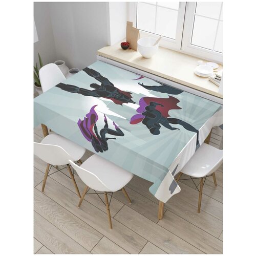 Скатерть прямоугольная JoyArty на кухонный стол "Супергерои на страже" из оксфорда, 120x145 см