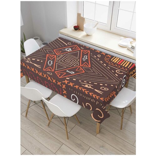Скатерть прямоугольная JoyArty на кухонный стол "Узорный примитив" из оксфорда, 120x145 см