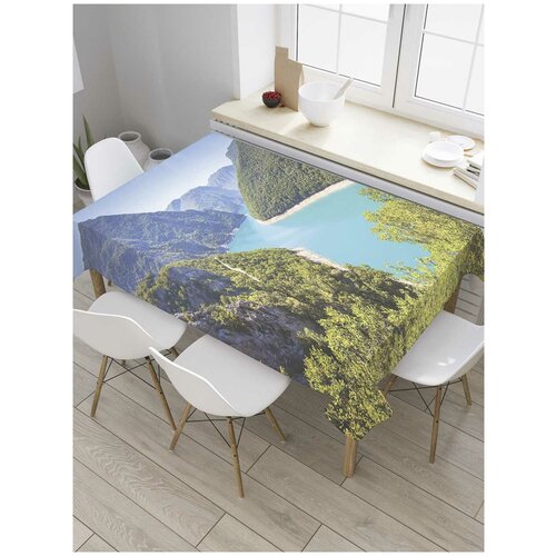 Скатерть прямоугольная JoyArty на кухонный стол "Солнечная река" из оксфорда, 180x145 см
