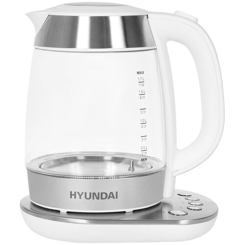 Чайник HYUNDAI HYK-G4033, белый/серебристый