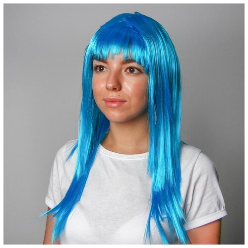 Страна Карнавалия Карнавальный парик, длинные прямые волосы, цвет голубой, 120 г