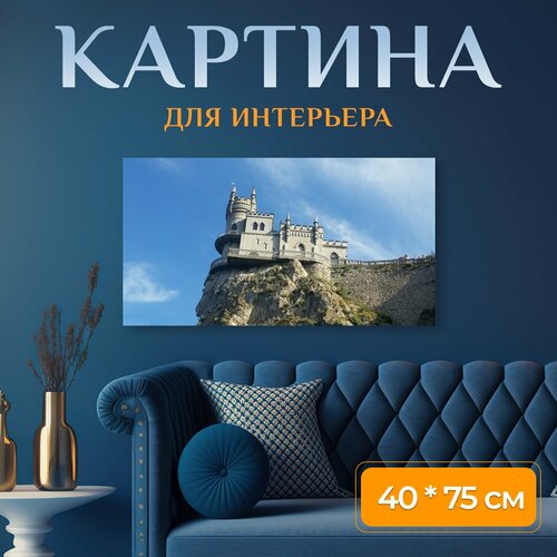 Картина на холсте "Крым, замок, лето" на подрамнике 75х40 см. для интерьера