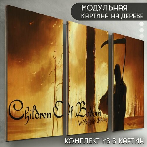 Модульная картина на дереве "Музыка Children of Bodom (Чилдрен оф Ботом, рок, Дэт-метал, Алекси Лайхо, Яска Раатикайнен) - 6182"