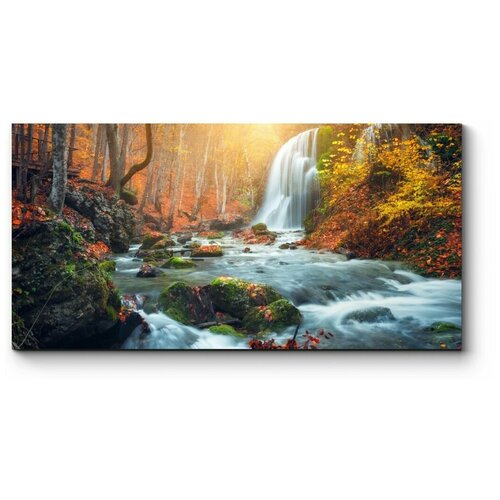 Модульная картина Прекрасный осенний водопад 160x80