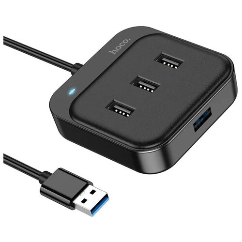 Переходник HUB HOCO HB31 на 4 порта USB, разъем USB-C, 0.2 метра, черный