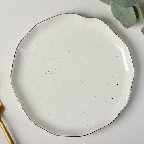 Тарелка фарфоровая пирожковая «Млечный путь», d=19 см, цвет белый в крапинку